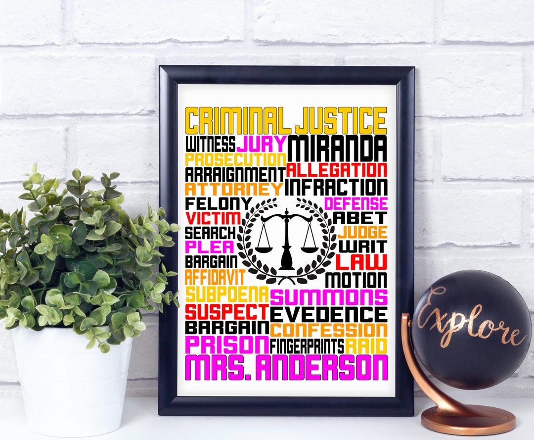 Custom Criminal Justice Poster, Criminal Law Lover Gift, Typography Art ...