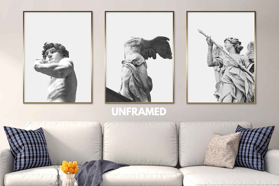 Greek Sculpture Poster Print Set of 3: Michelangelo's David, Nike ...