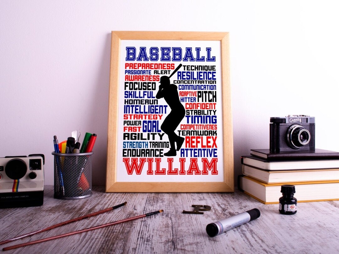 Custom Baseball Poster, Baseball Lover Gift, Typography Art Print ...