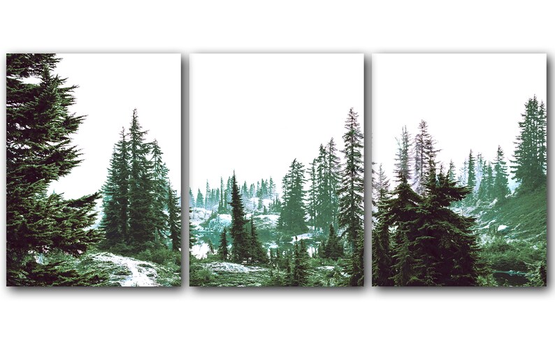 Pine Trees Triptych Wall Art Decor Landscape Nature Pine | Etsy