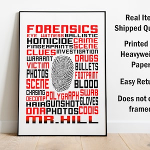 Custom Forensics Poster, Forensic Science Gift, Typography Art Print ...