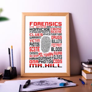 Custom Forensics Poster, Forensic Science Gift, Typography Art Print ...