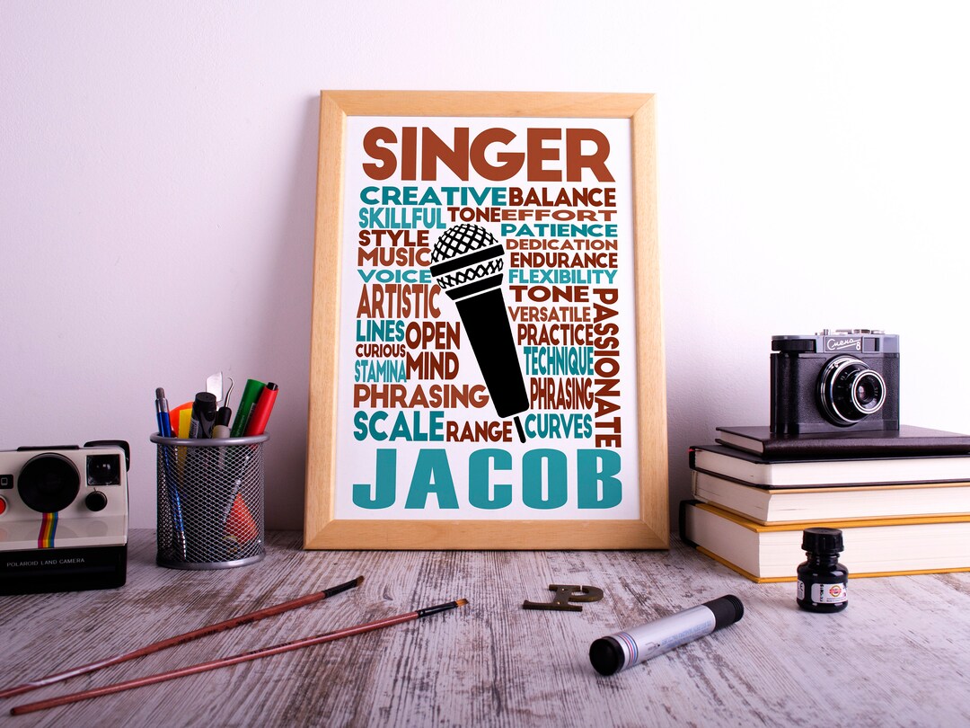 Custom Singer Poster, Singer Gift, Typography Art Print, Personalized ...