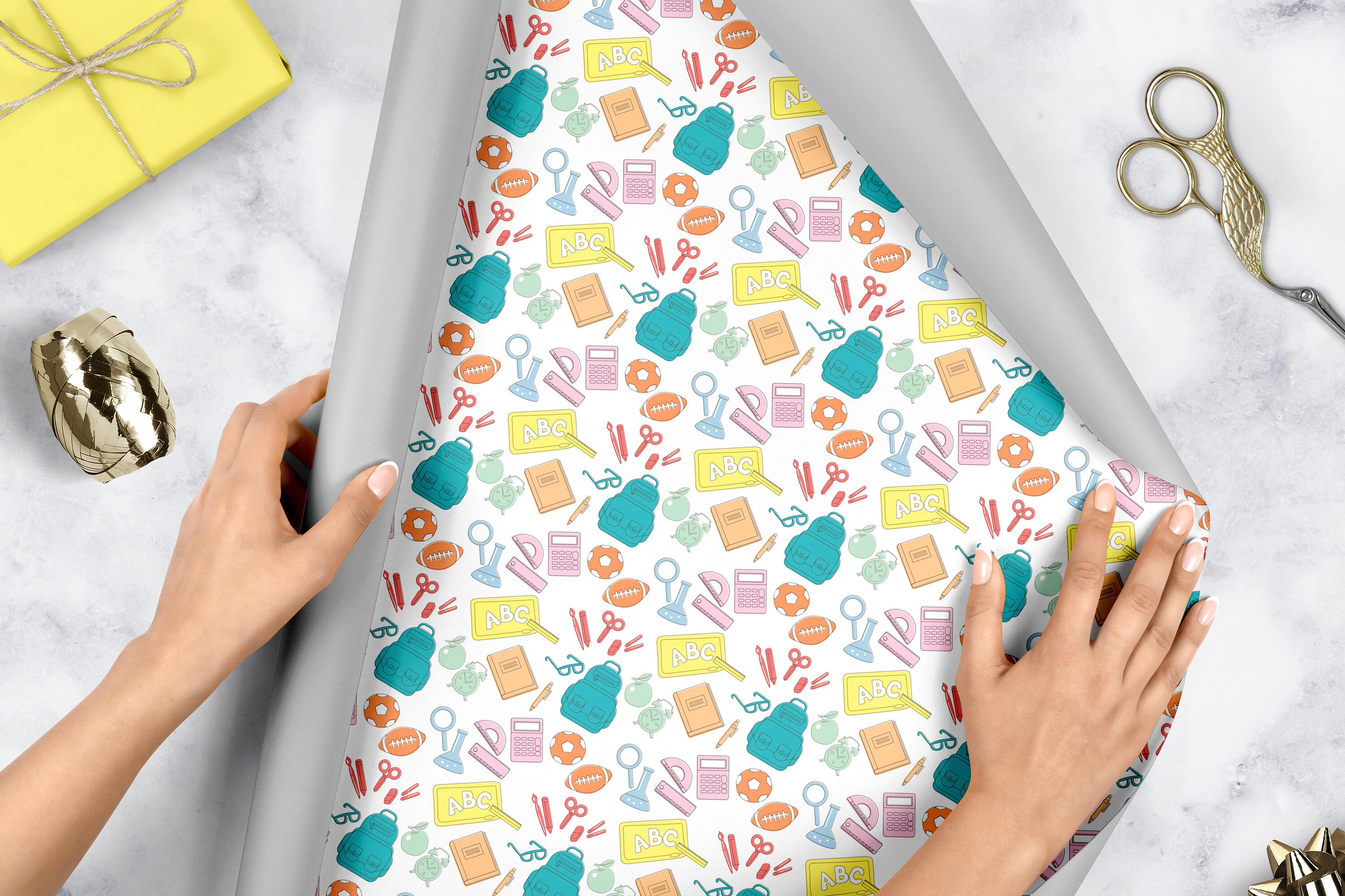 School Supplies Gift Wrapping Paper: Birthday Party Wrap - Etsy