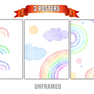 Rainbow Wall Art, Minimalist Pastel Rainbow Wall Art, Rainbow Triptych ...