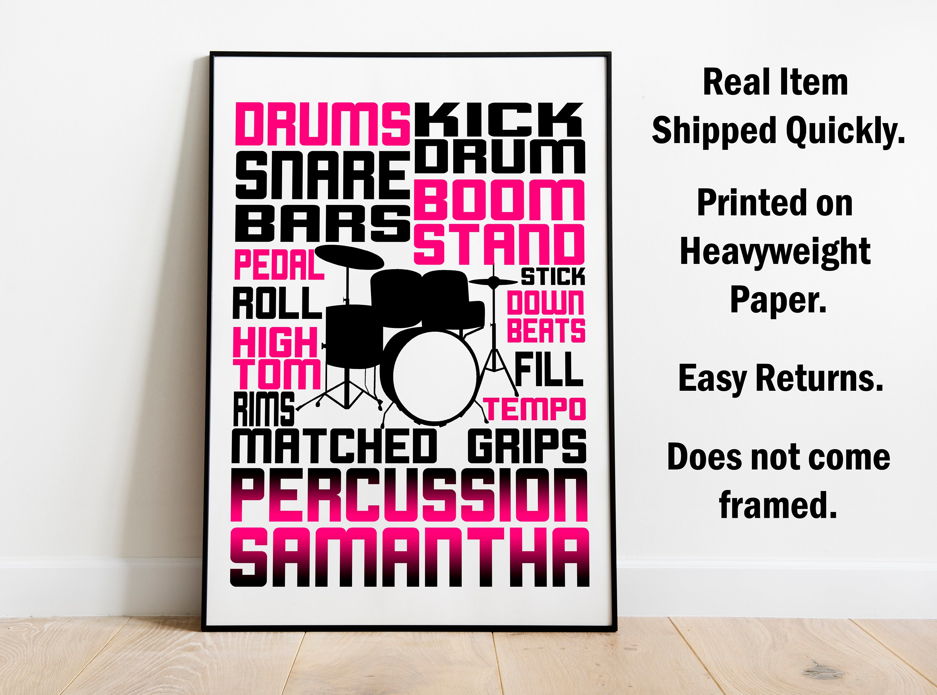 Custom Drums Poster Drummer gift Typography Art Print | Etsy