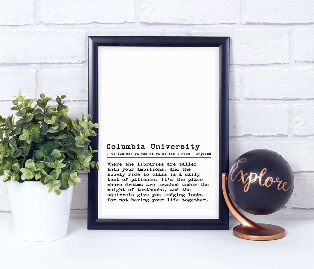 Columbia University, Definition Print, Dictionary Poster, Wall Art ...