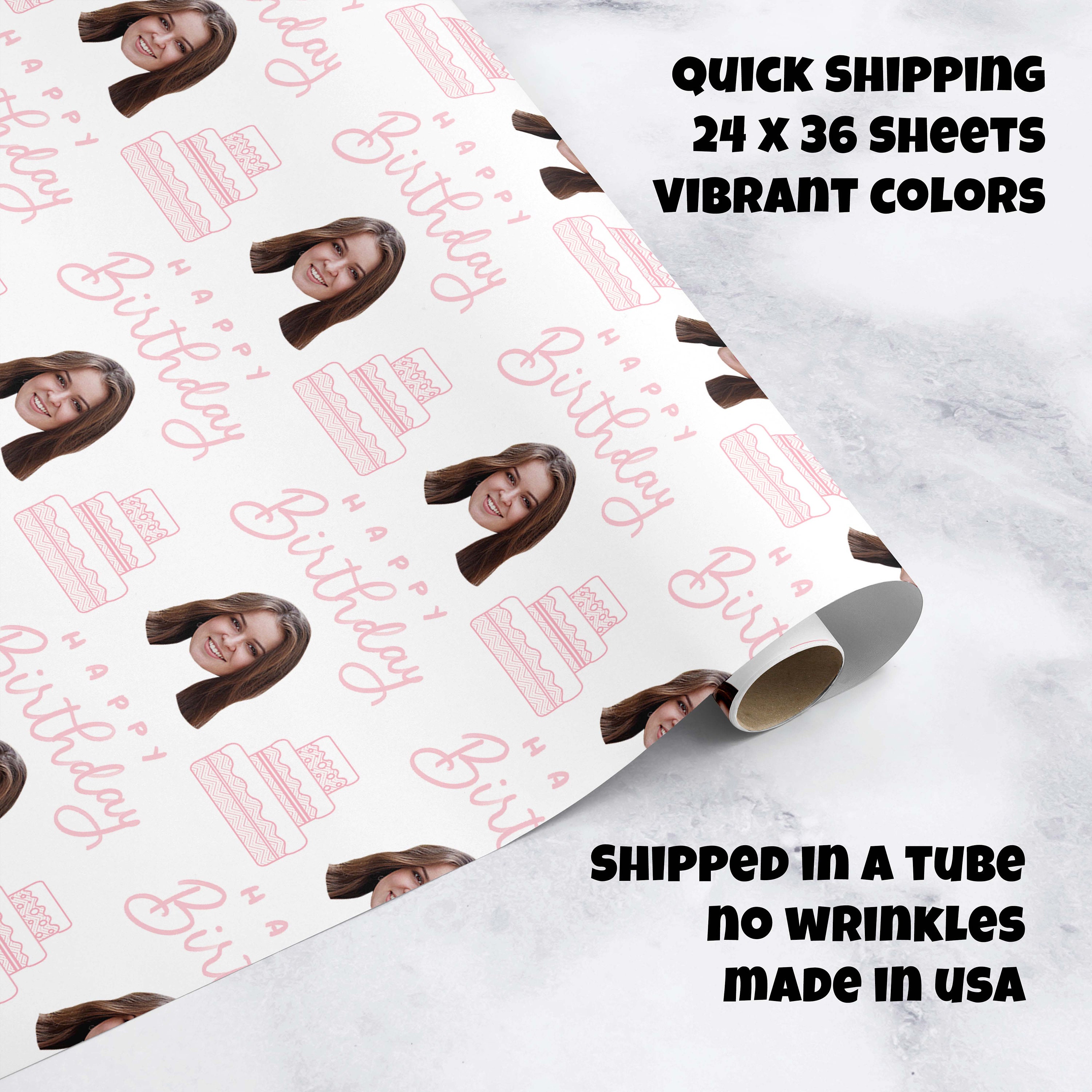 Customized Face Birthday Gift Wrapping Paper Cake and | Etsy