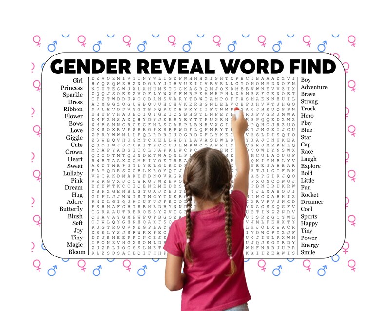 Gender Reveal Word Search Game, Giant Crossword Puzzle, Large Word Find ...