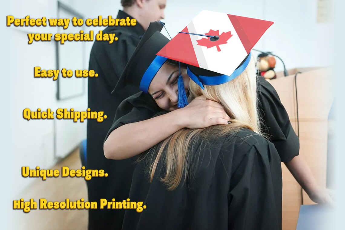 Canadian Flag Graduation Cap Design Grad Gift Cap Topper - Etsy