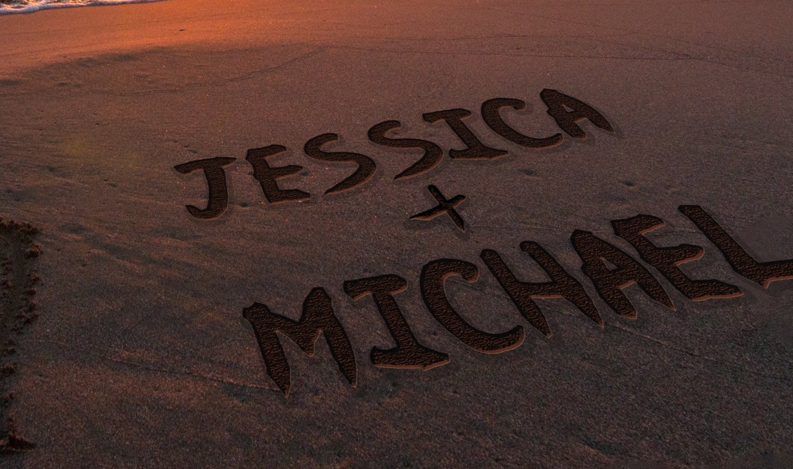 Names Written in Sand, Beach, Personalized Wedding Gift, Valentine's ...