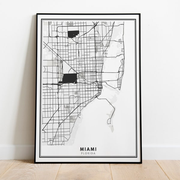 Miami Map Print - Etsy