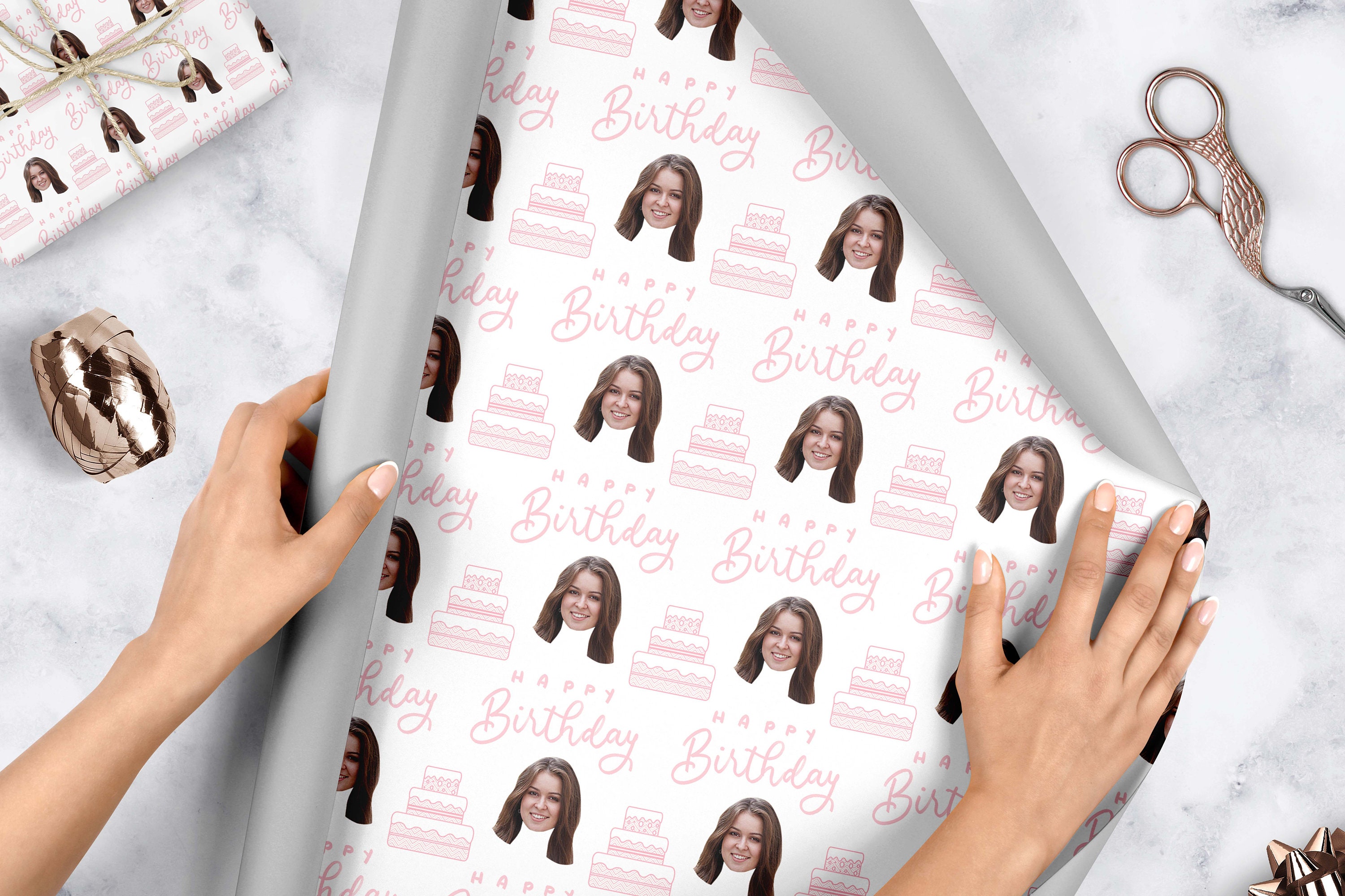 Customized Face Birthday Gift Wrapping Paper Cake and - Etsy