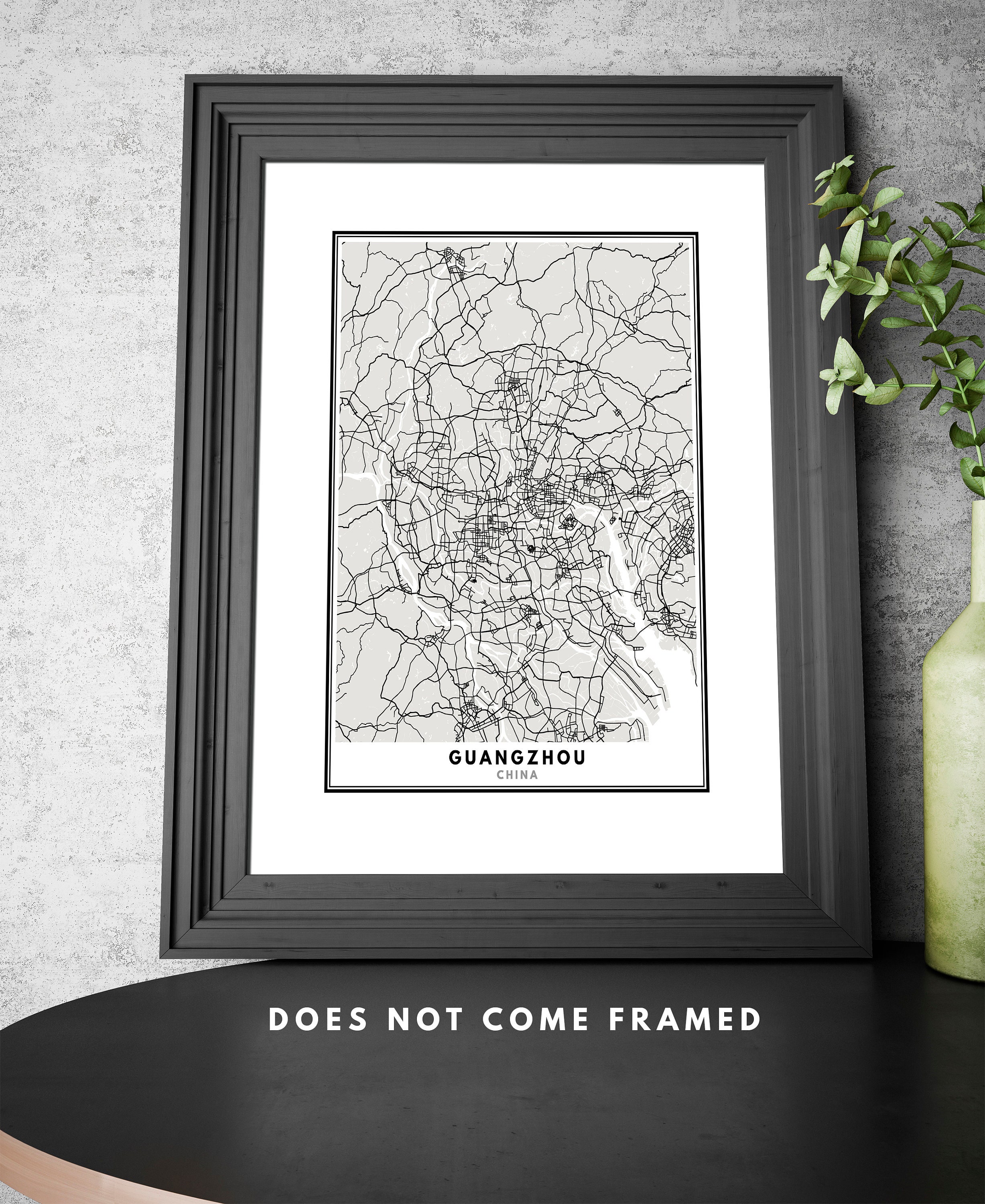 Guangzhou China Map Poster Print: Minimalist Black and White City Art ...
