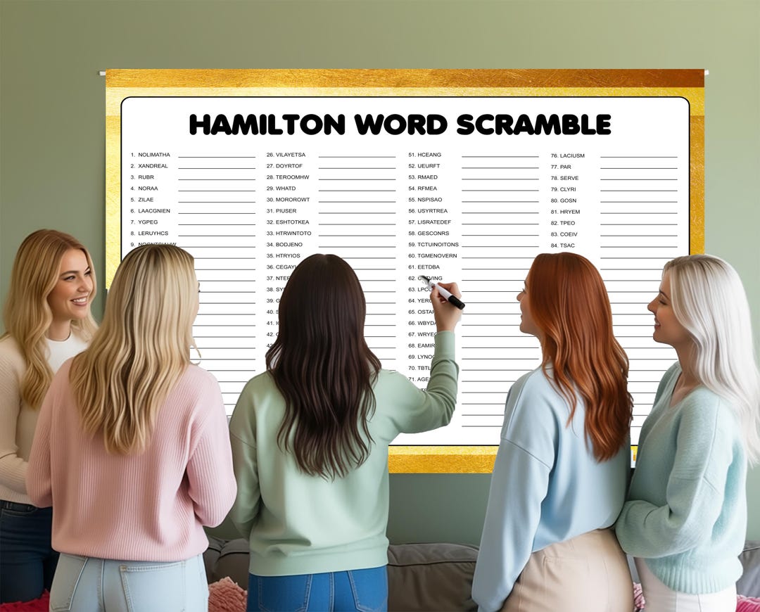 Hamilton Word Scramble Poster, Fun Holiday Gathering Activity, Giant ...
