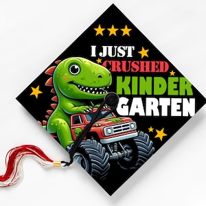 Dinosaur Monster Truck, Kindergarten, Graduation Cap Topper Sticker ...