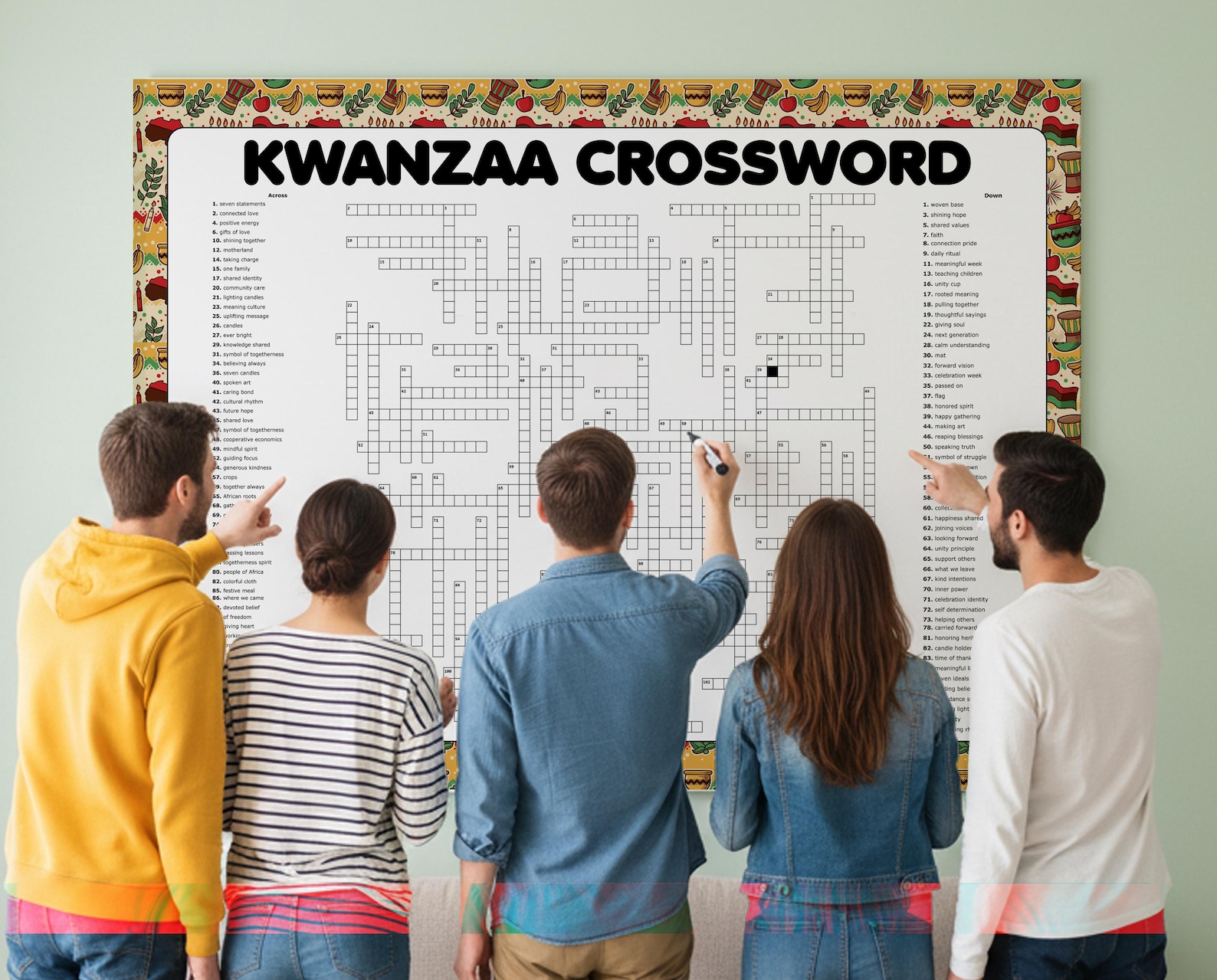 Kwanzaa Crossword Puzzle, Giant Word Find, Large Scrabble Poster ...