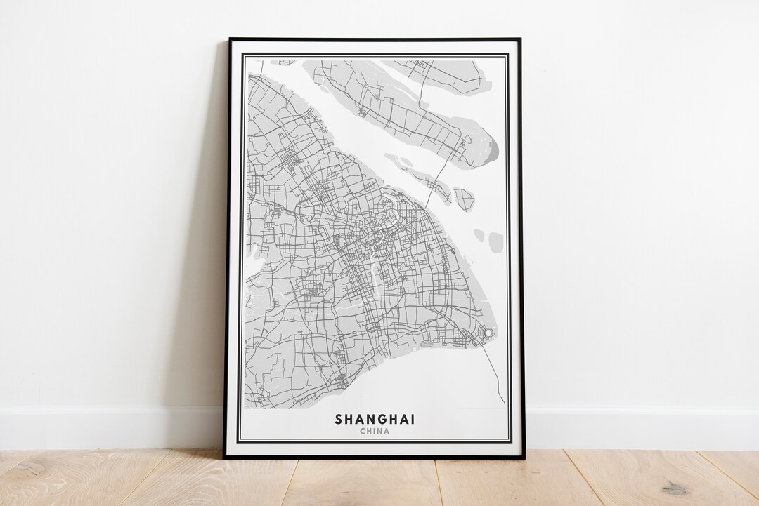 Shanghai Map Print Shanghai Poster City Map Black and White - Etsy