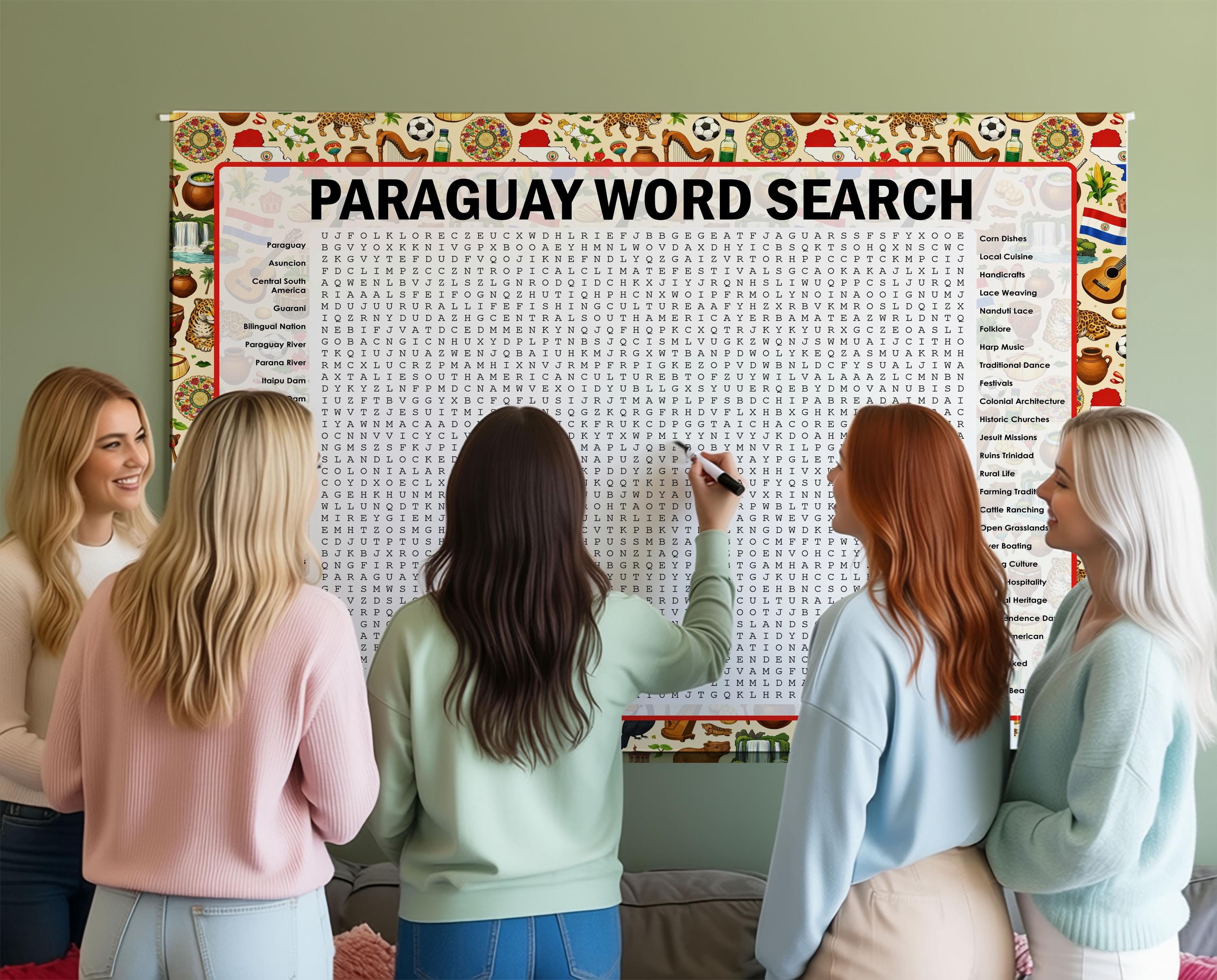 Paraguay Word Search, Giant Crossword Puzzle, Large Word Find ...