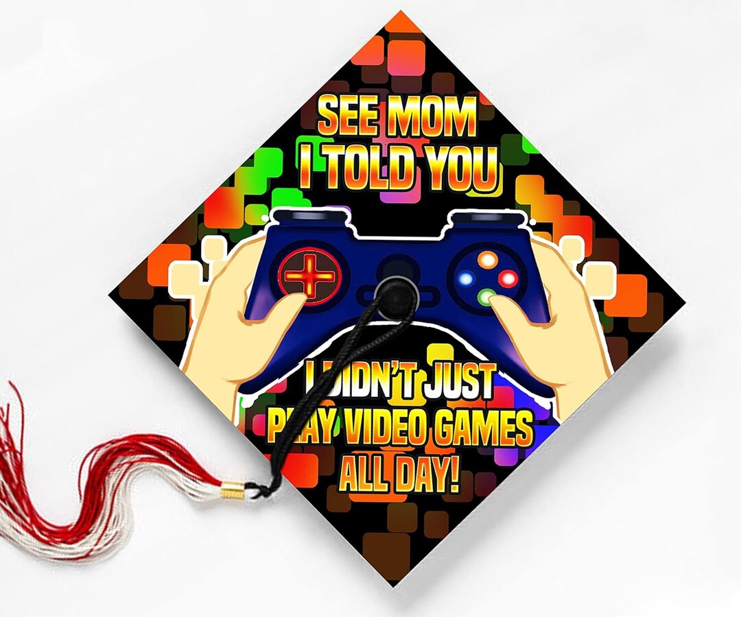Funny Gamer Graduation Cap Topper Sticker: Class of 2025 - Etsy
