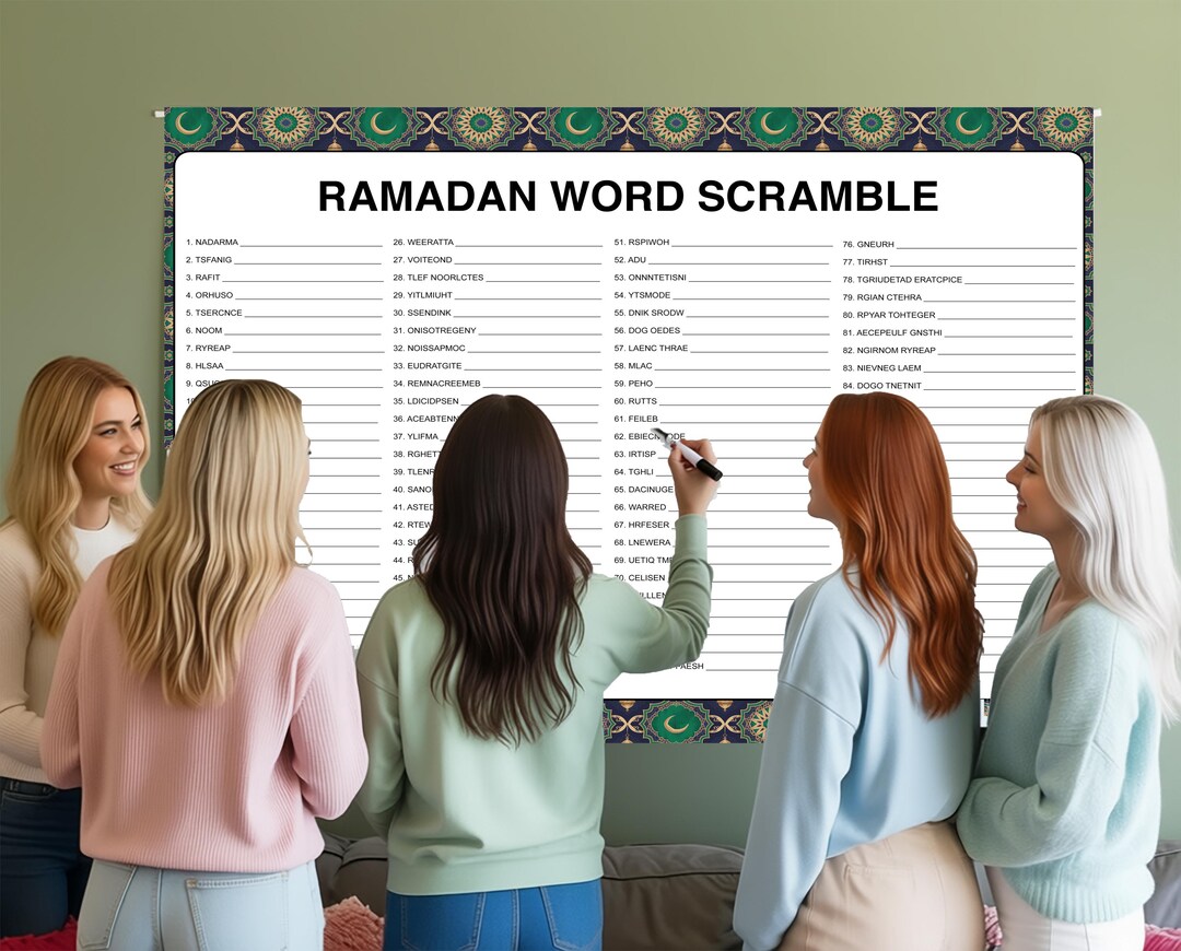 Ramadan Word Scramble Poster, Fun Holiday Gathering Activity, Giant ...