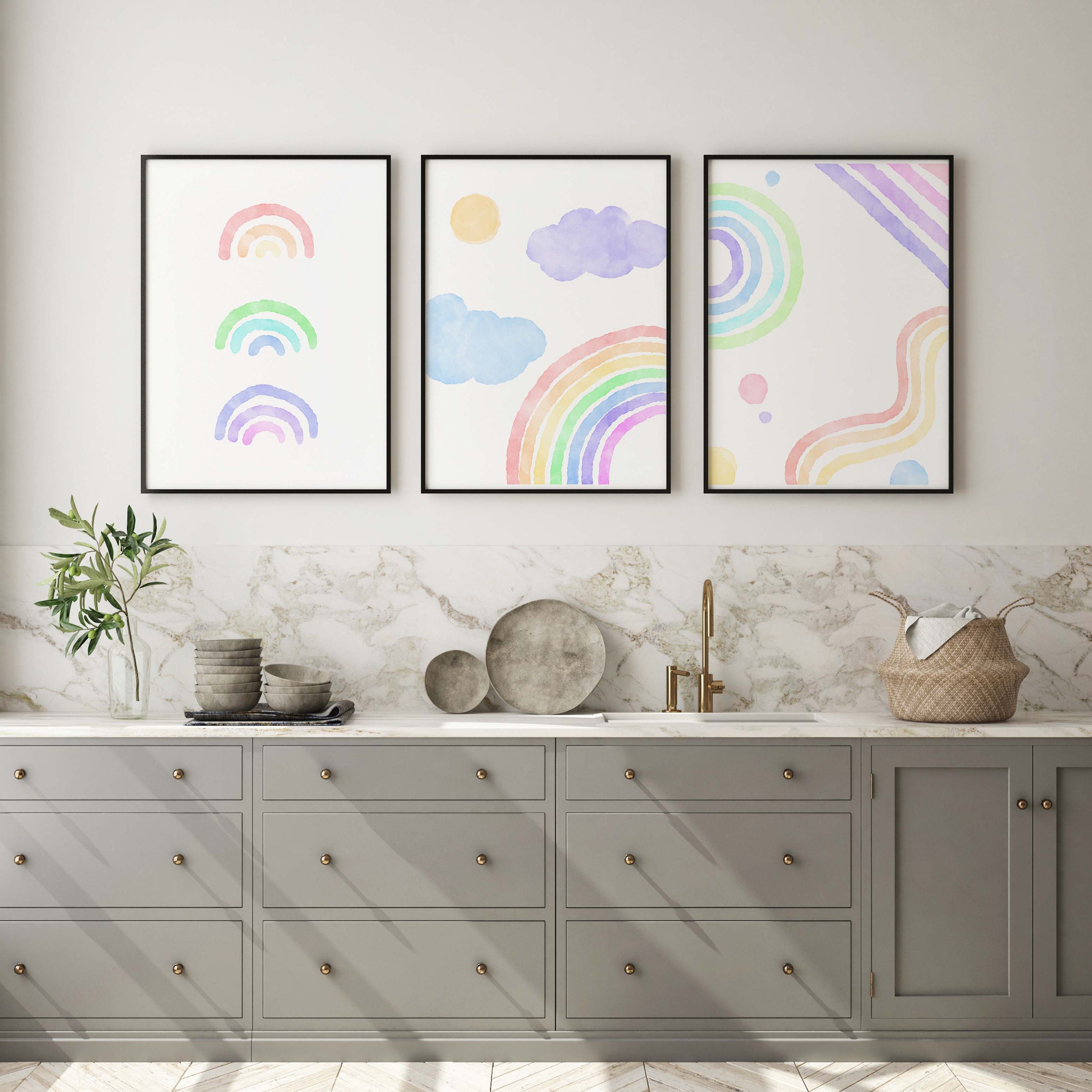 Rainbow Wall Art Minimalist Pastel Rainbow Wall Art Rainbow | Etsy