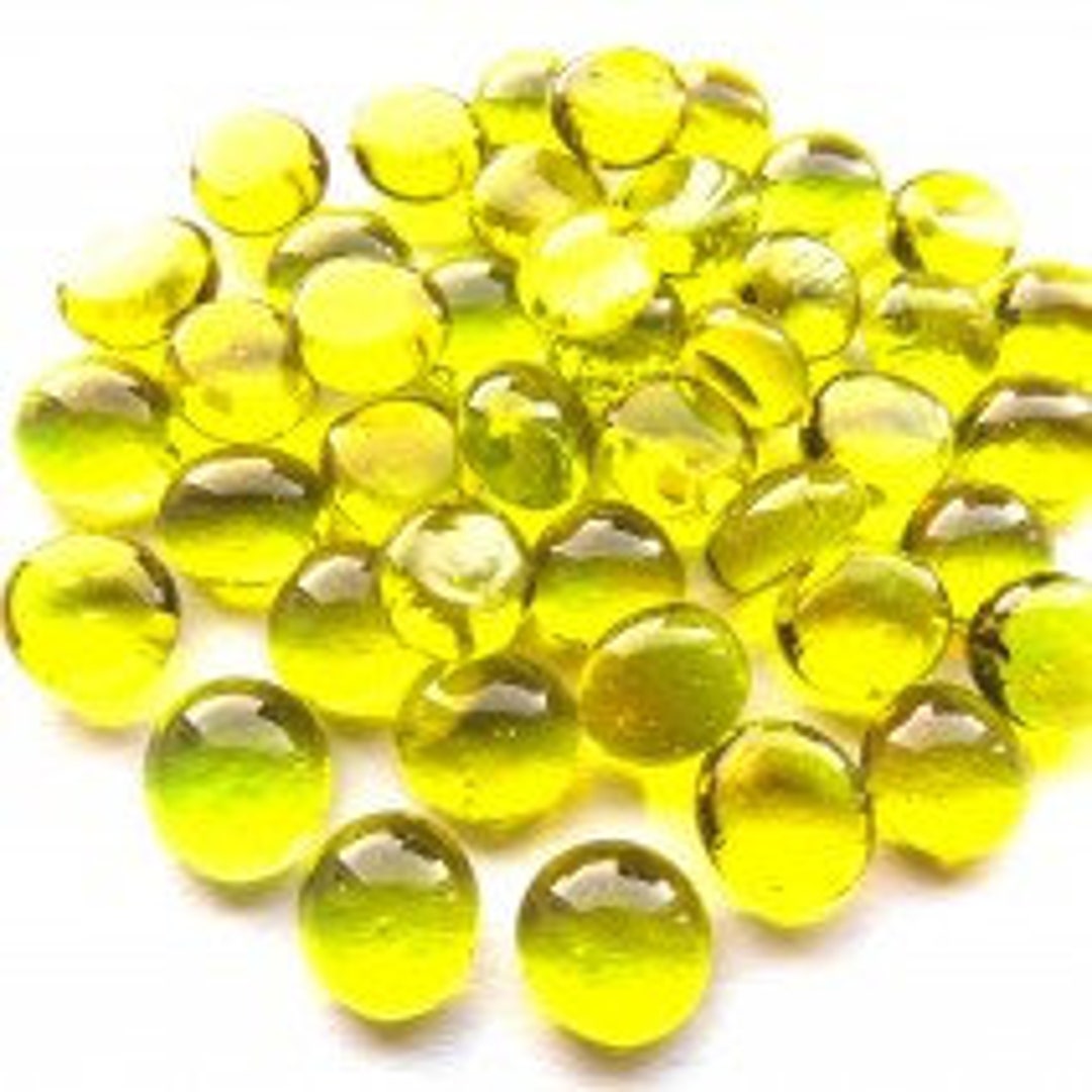 100 X Super Mini Glass Pebbles - Yellow Crystal (approx. 12mm, 4mm ...