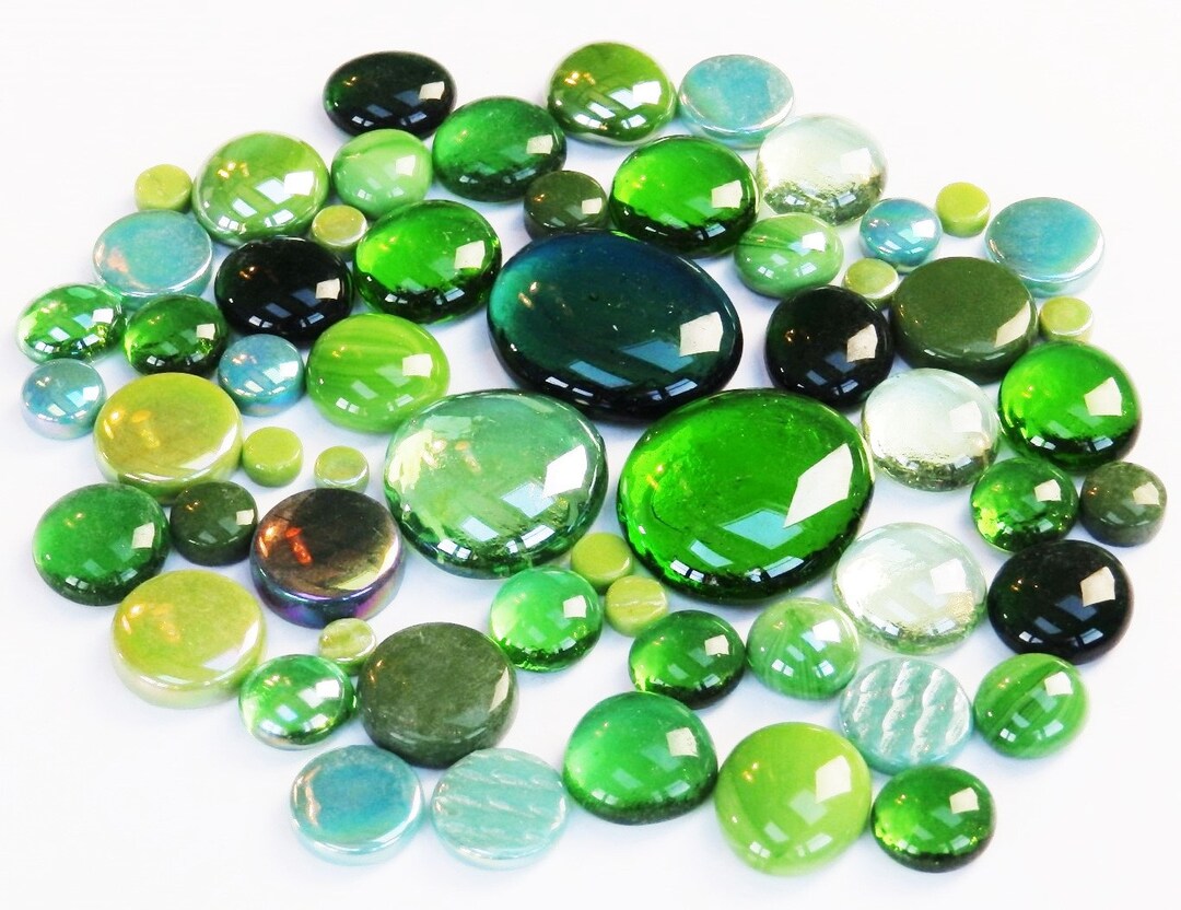200g Round Mix of Glass Pebbles & Mosaic Tiles - Green - Etsy
