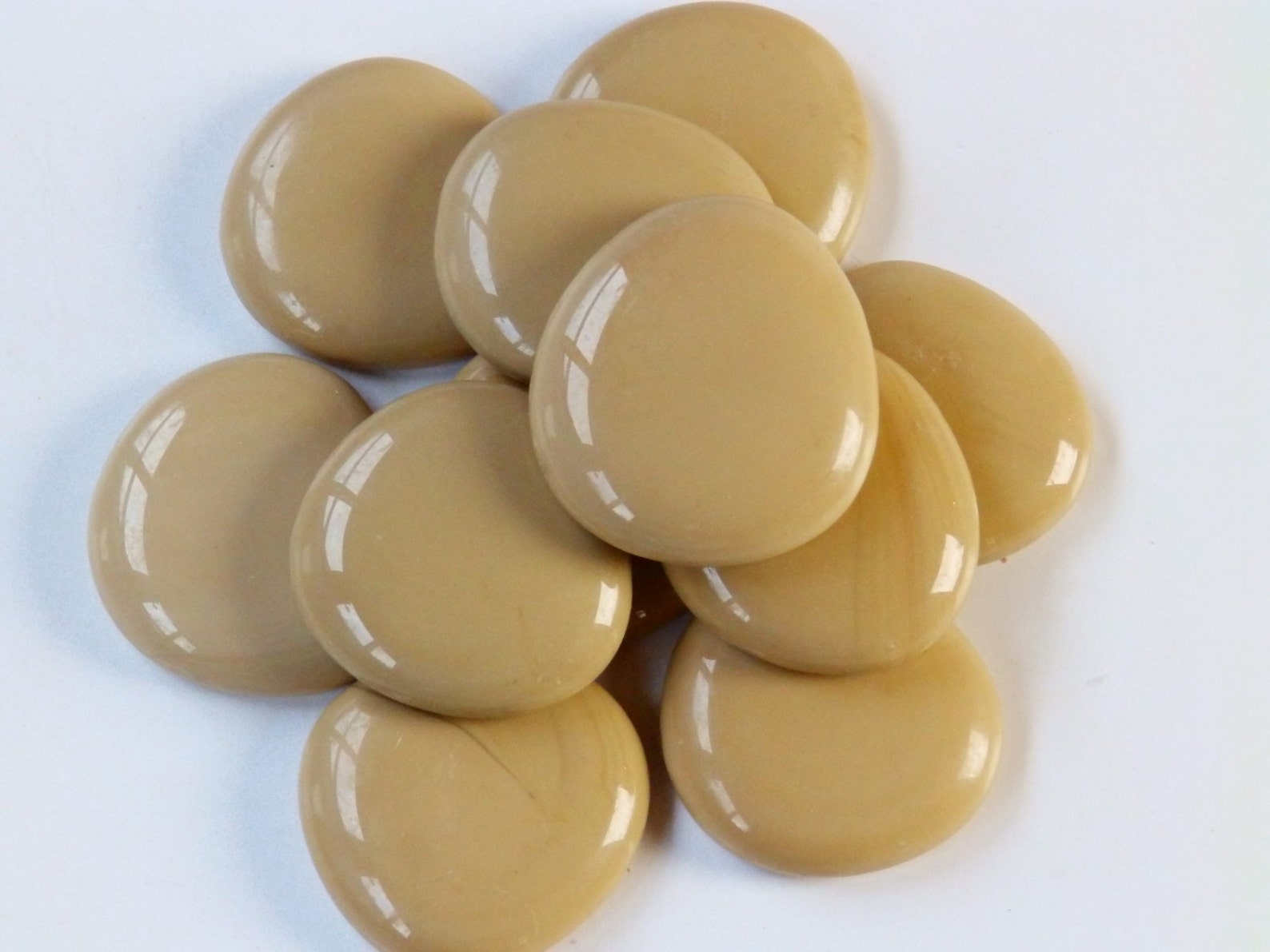 6 x Large Glass Pebbles Cream Marble | Etsy