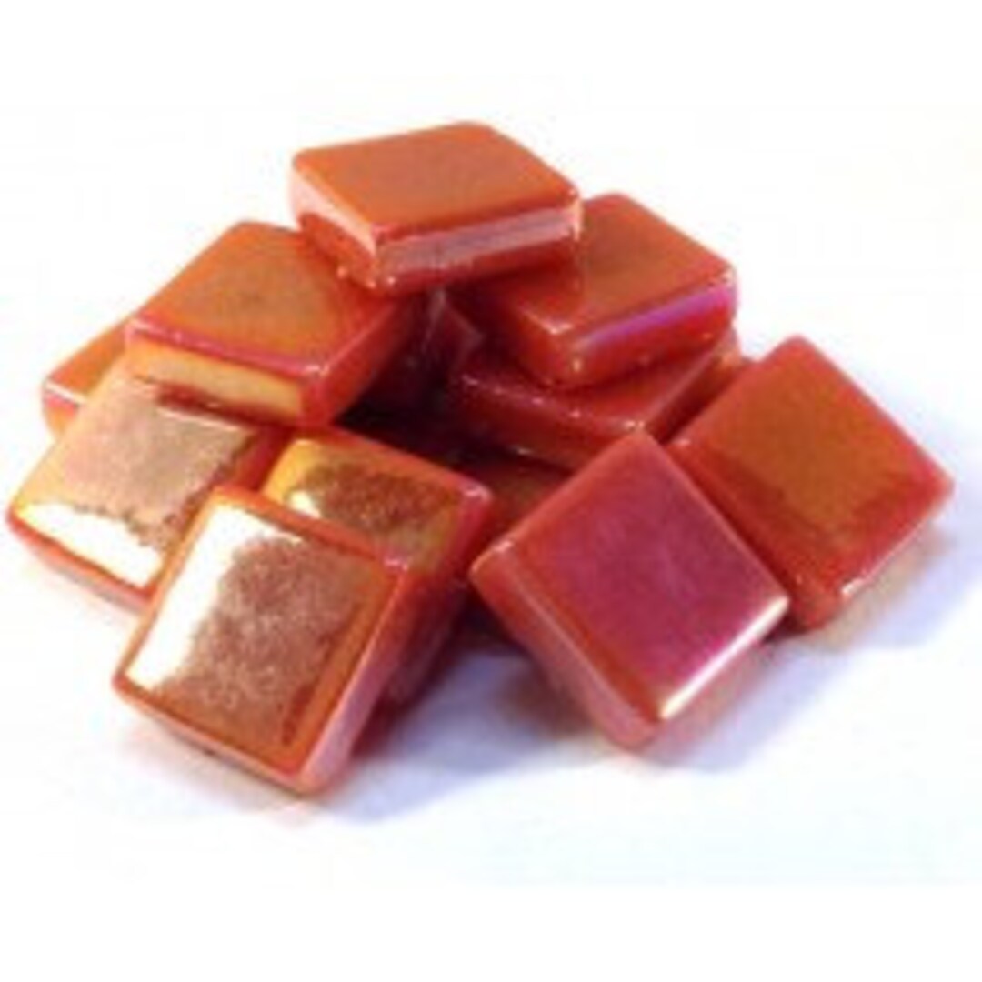 12mm Square Mosaic Tiles - Burnt Orange Pearlied - 50g / 1.75 Oz ...