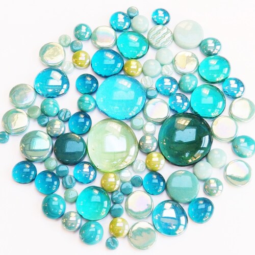 200g Round Mix of Glass Pebbles & Mosaic Tiles Blue | Etsy