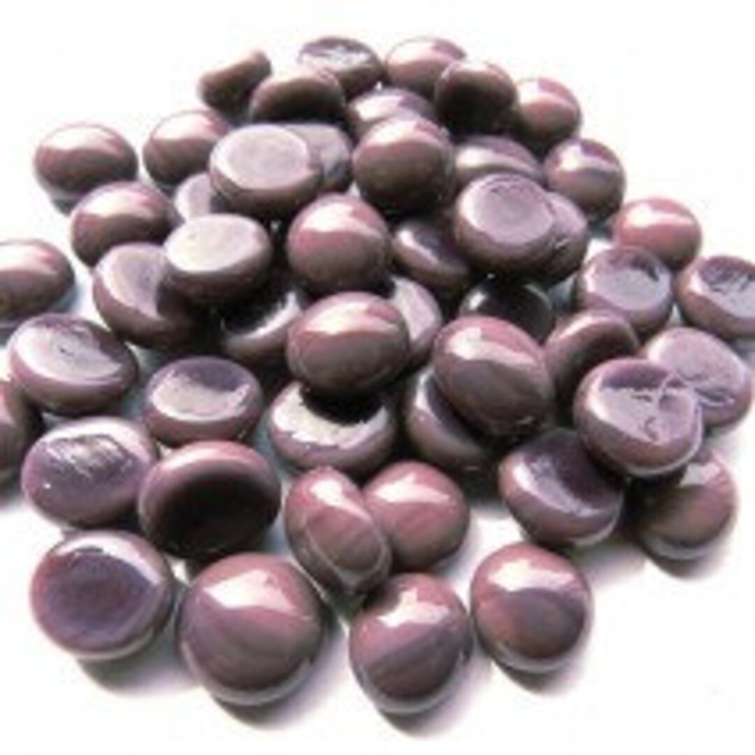100 X Super Mini Glass Pebbles - Plum Marble (approx. 12mm, 4mm Thick ...