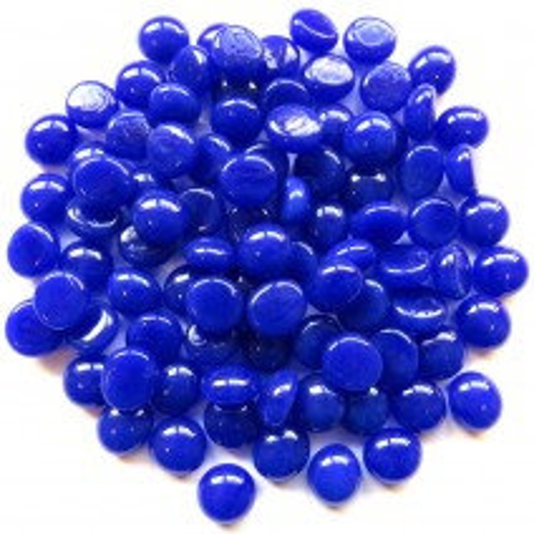 100 X Super Mini Glass Pebbles - Blue Marble (approx. 12mm, 4mm Thick ...