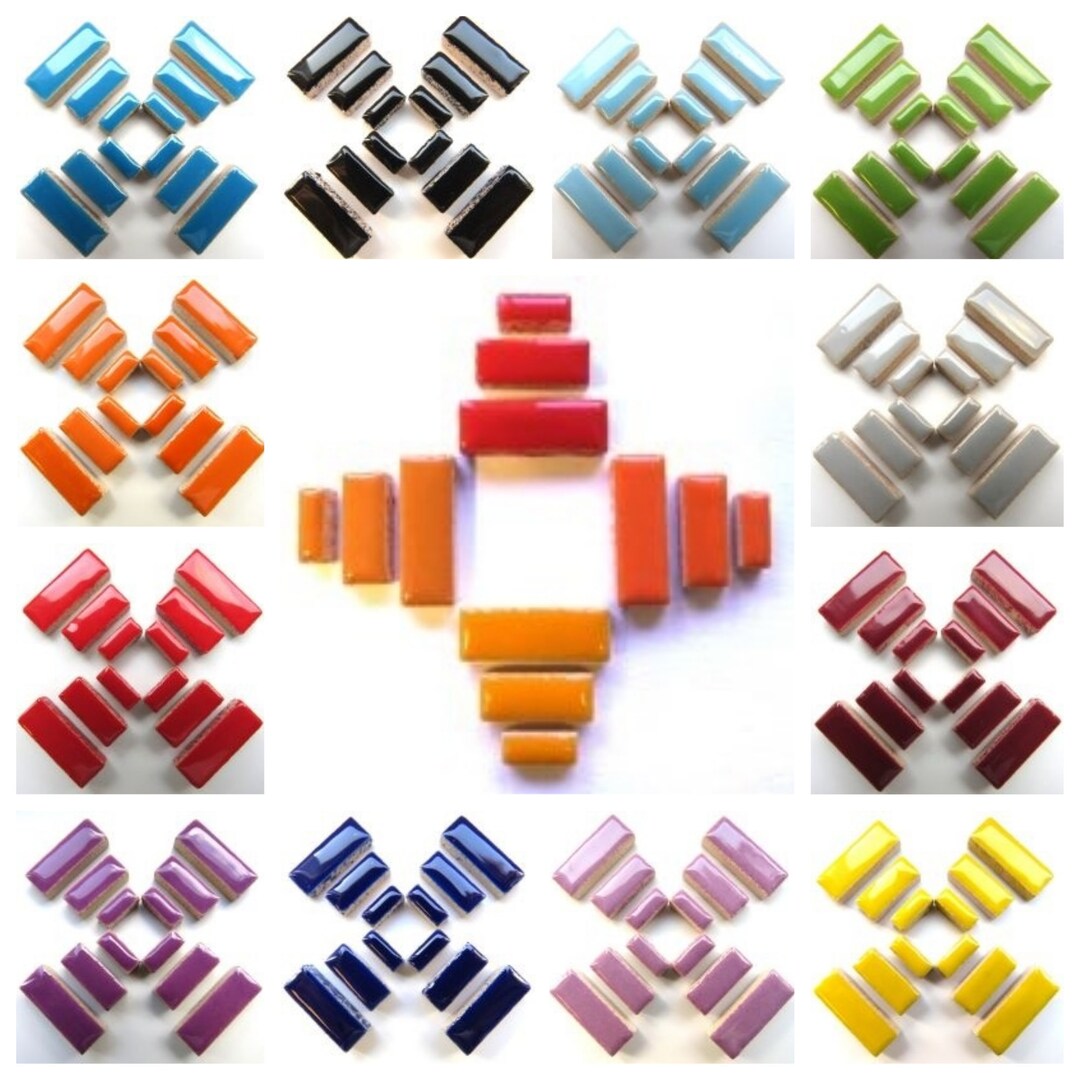Rectangle Ceramic Mosaic Tiles in a Choice of Colours - 50g's - Etsy