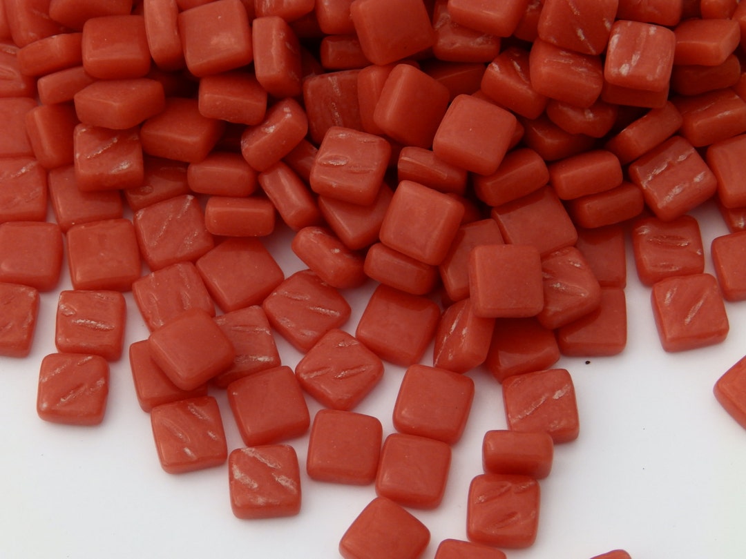 8mm Micro Mosaic Craft Tiles - Coral Red Gloss - 50g / 1.75 Oz (approx ...
