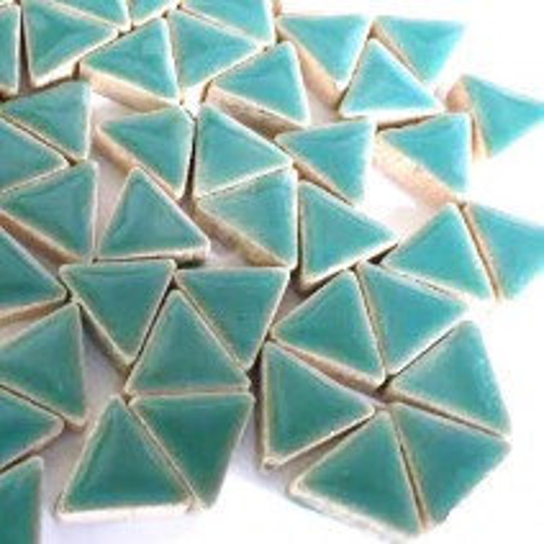 Triangle Ceramic Mosaic Tiles Teal Green 50g 1.75 Oz - Etsy