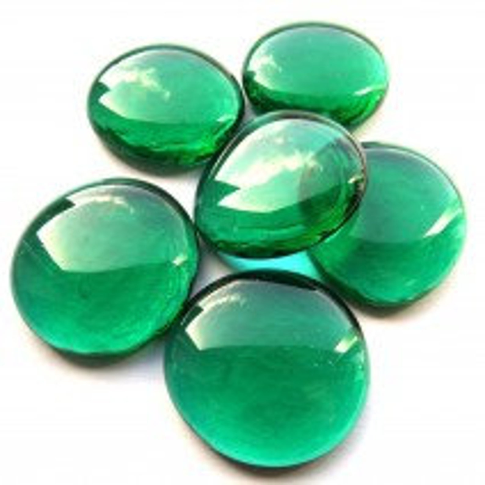 6 X Large Glass Pebbles Emerald Green Crystal - Etsy