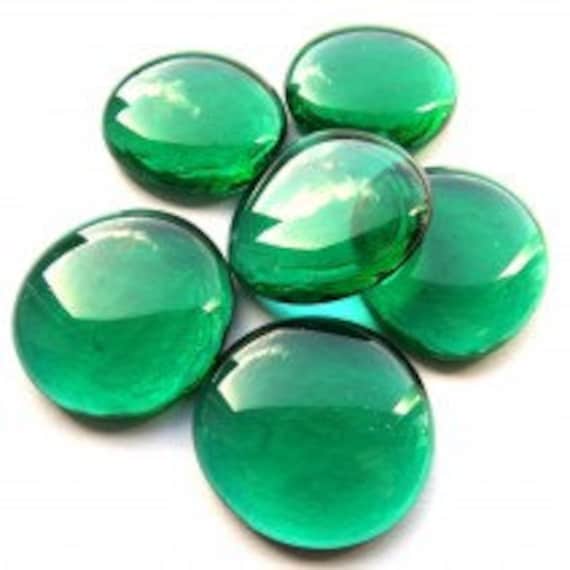 6 X Large Glass Pebbles Emerald Green Crystal - Etsy