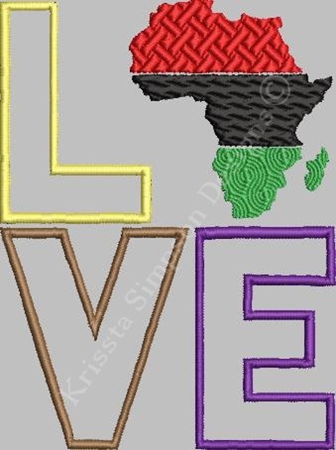 LOVE African Continent Applique Machine Embroidery Design /african Art ...