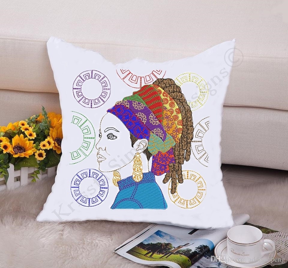 UPDATED Native African Woman Redwork Machine Embroidery - Etsy
