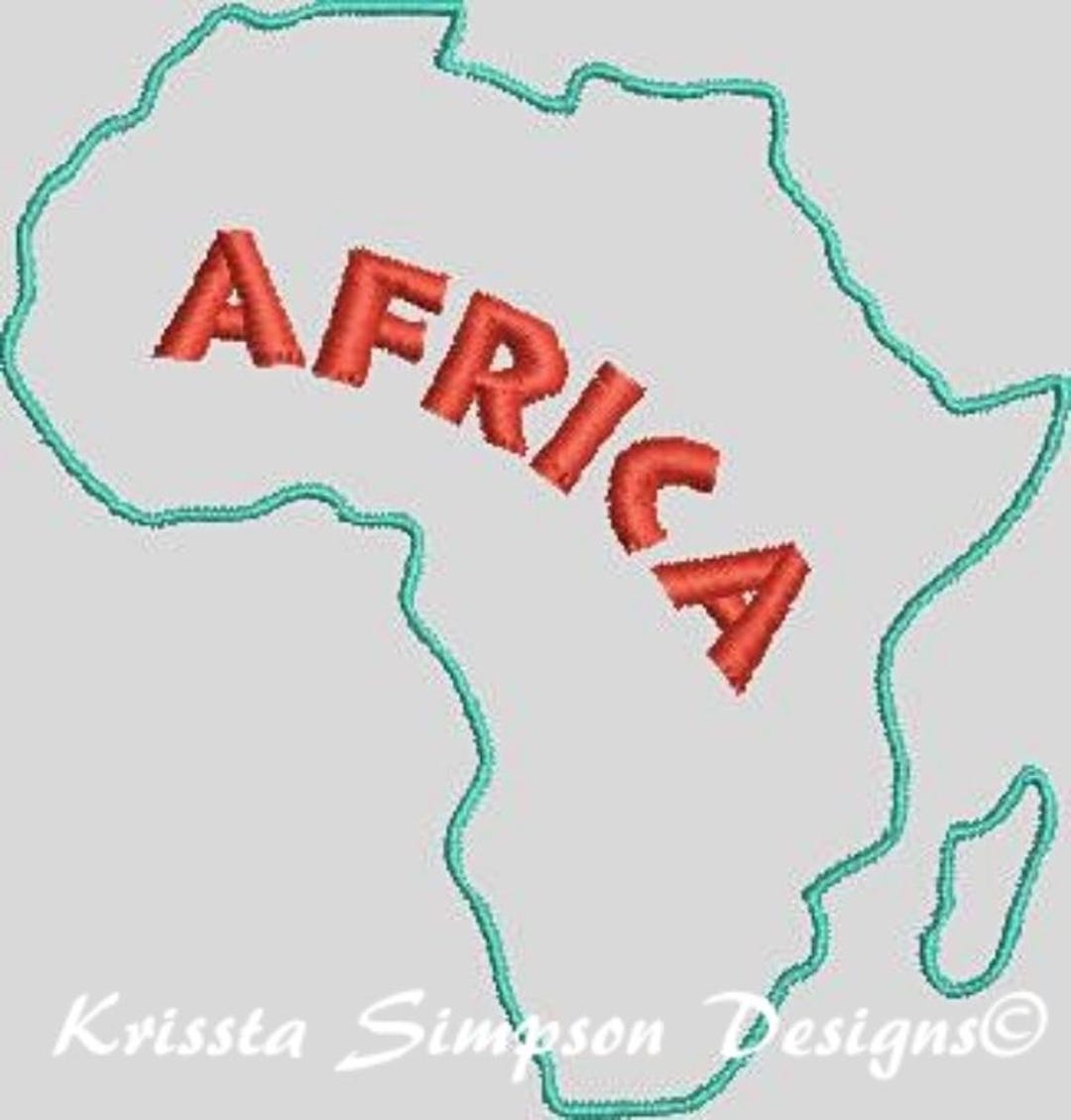 African Continent Silhouette Applique Machine Embroidery Design in 2 ...