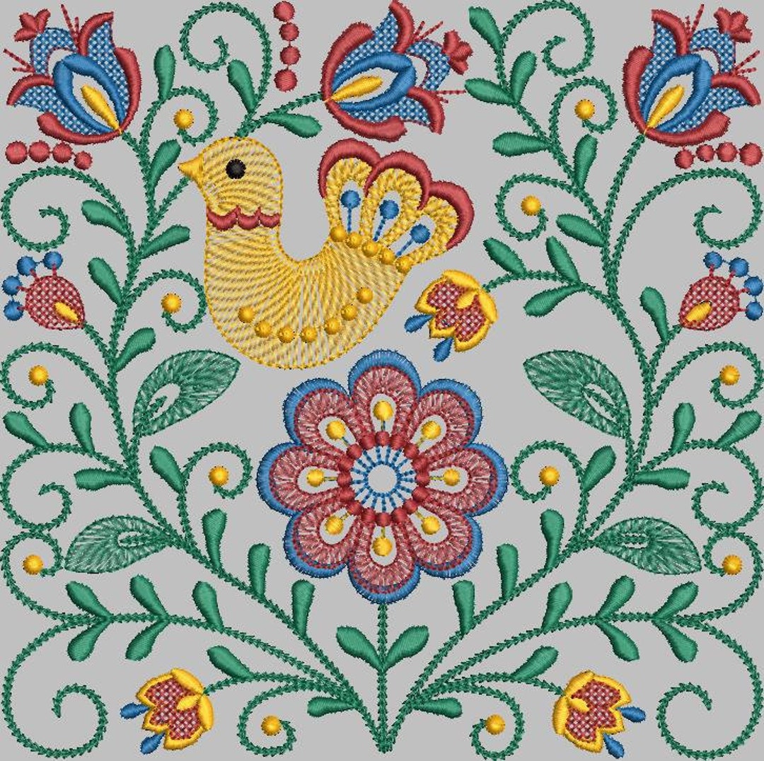 Vintage Jacobean Flowers 02 Machine Embroidery Design in 5 Sizes ...