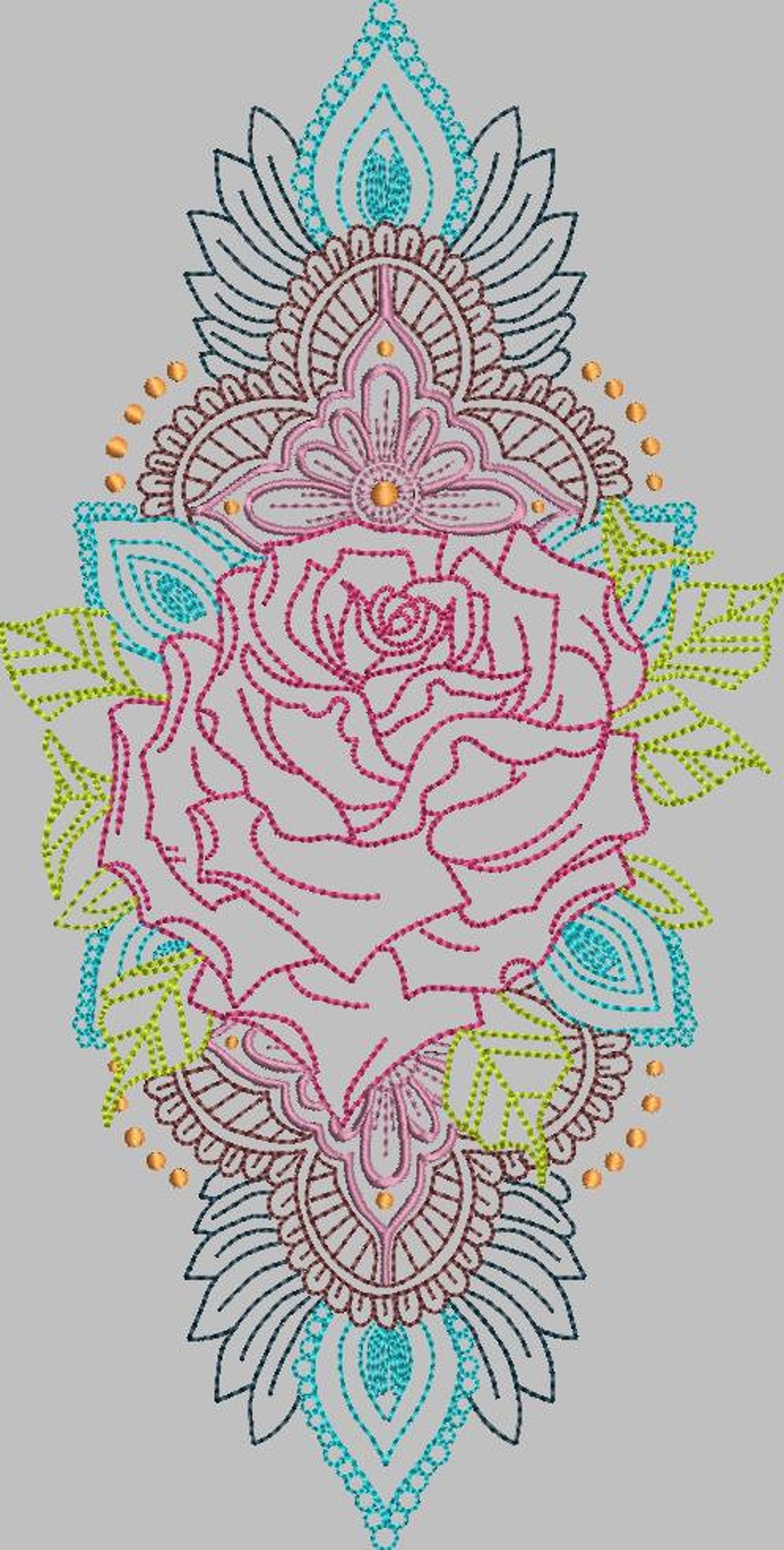 Mandala Rose Red Work Set Machine Embroidery Design in 2 Variations ...