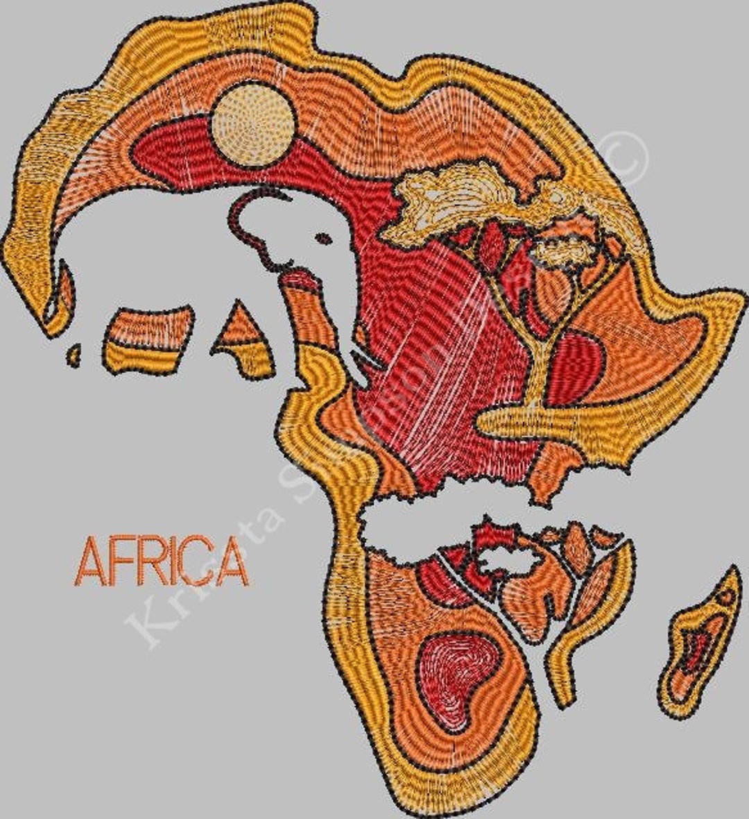 African Continent Elephant With Trees Machine Embroidery Design - Etsy