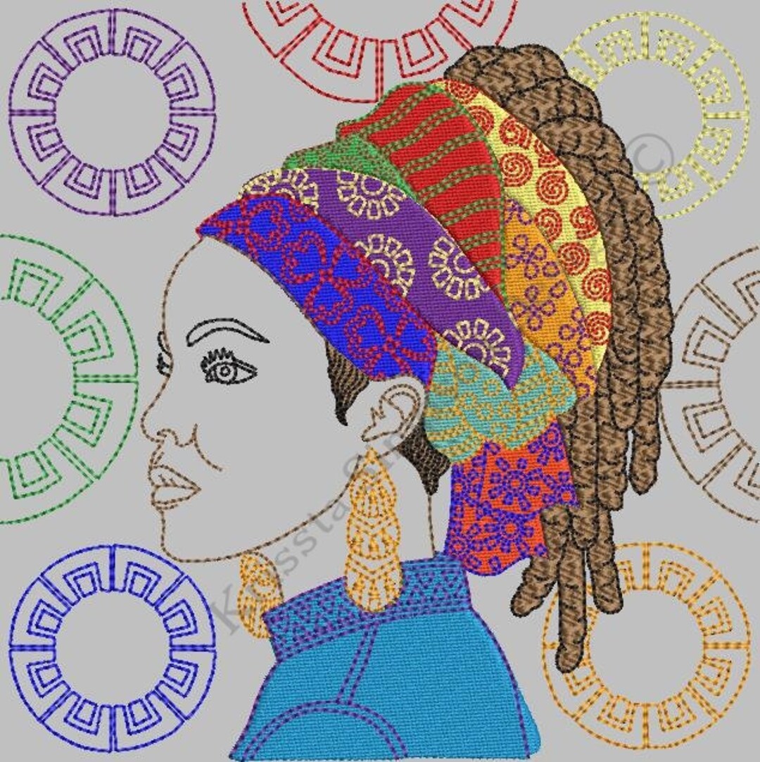 UPDATED Native African Woman Redwork Machine Embroidery - Etsy
