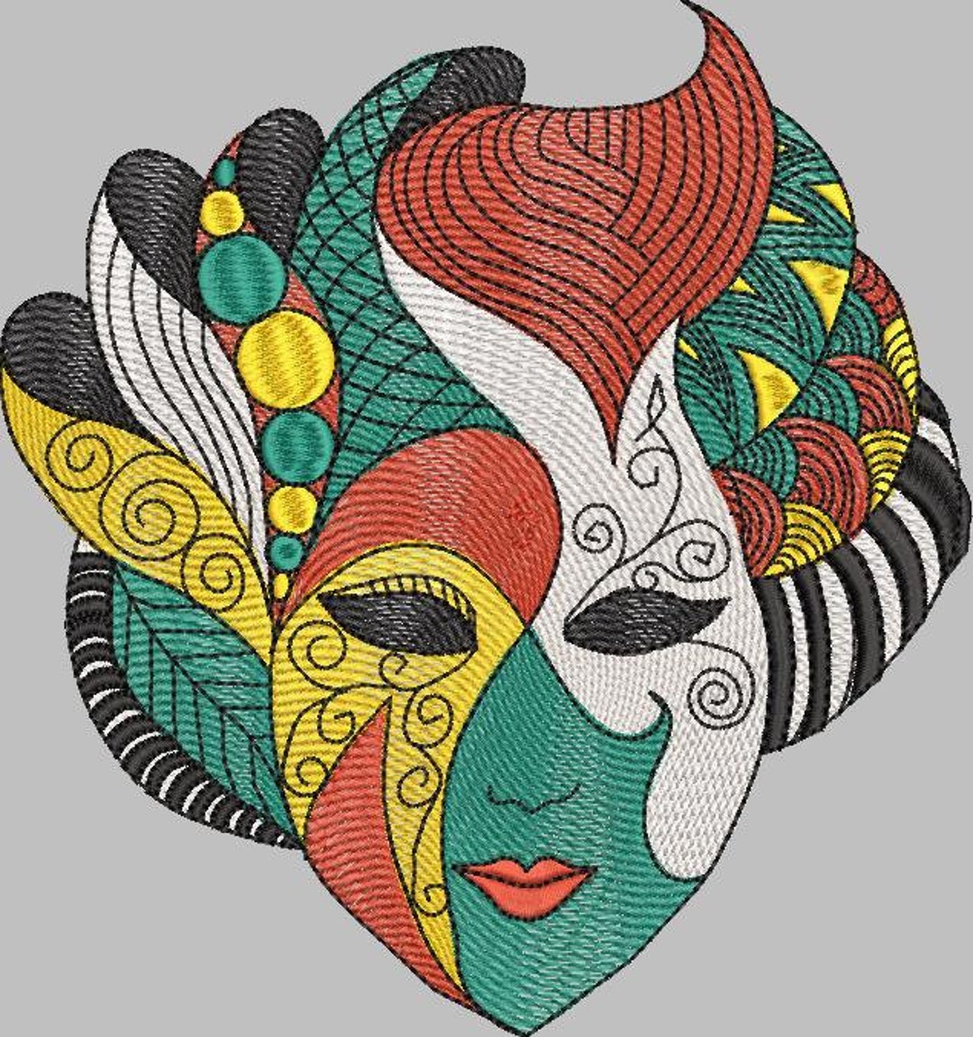 Vintage Venetian Full Face Mask Pattern 01 Machine Embroidery Design in ...