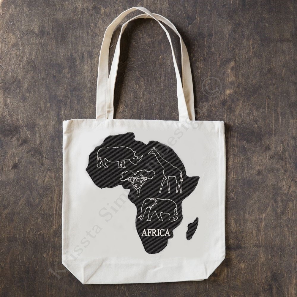African Continent Silhouette With Animals Machine Embroidery Design ...