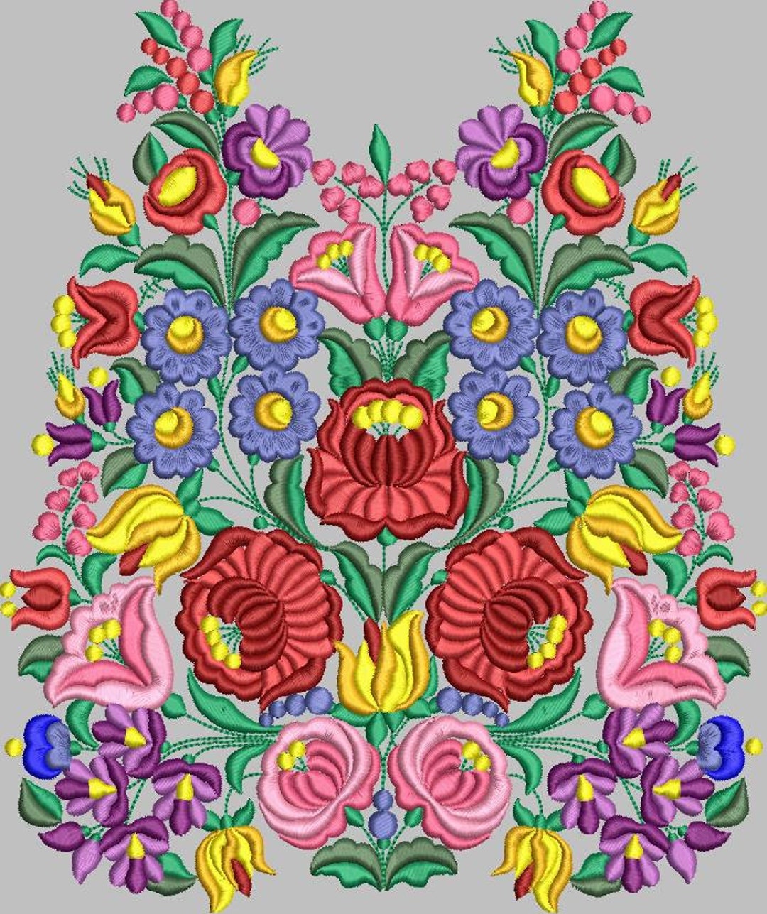 Traditional Hungarian "kalocsai" Folk Motif 04 Machine Embroidery ...