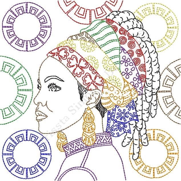 UPDATED Native African Woman Redwork Machine Embroidery - Etsy