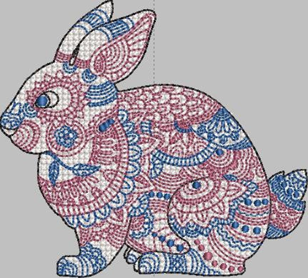 Zentangle Style Rabbit 01 Machine Embroidery Design /mandala Pattern ...